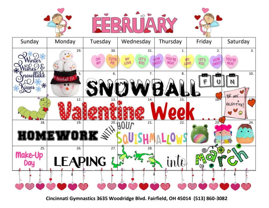 Monthly Calendar - Cincinnati Gymnastics | Home of Olympic Champions ...