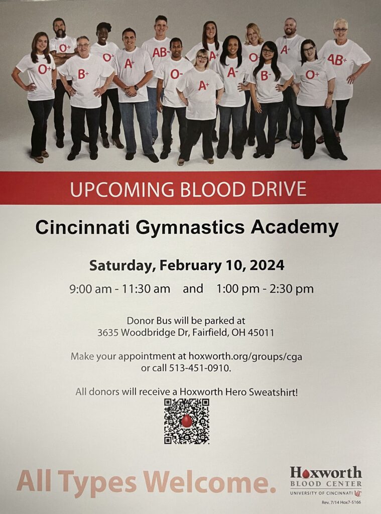 Blood Drive - Cincinnati Gymnastics | Home of Olympic Champions (513 ...