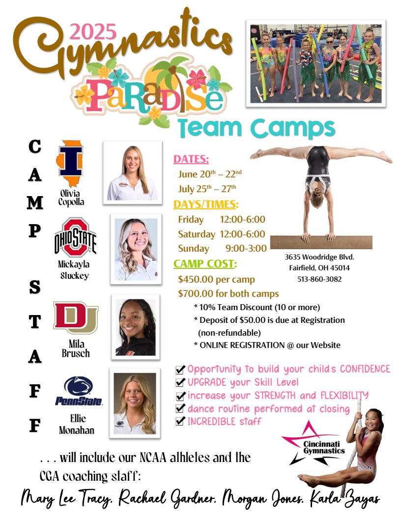 Summer Team Camps - Cincinnati Gymnastics | Home of Olympic Champions (513) 860-3082 ...